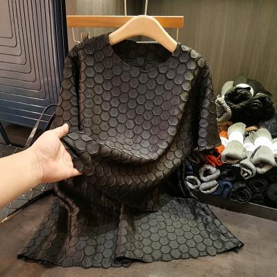 China Elegant  Two-Piece Summer Suit Casual Pure Color Short-Sleeved T-Shirt and Elastic Waist Pleated Mid-Length Skirt for sale