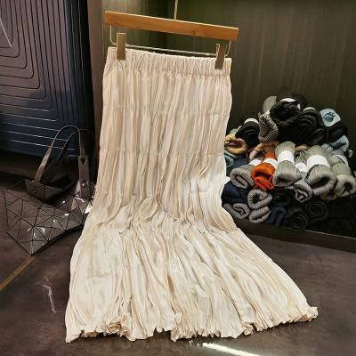 China High-end Fashion Solid Color Pleated Skirt Temperament Versatile Slimming A-line Skirt for Women in Summer for sale