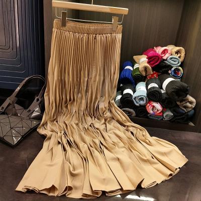 China Women's High-End Mid-Length Pleated Skirt Elegant Versatile Slimming Casual Style for Spring New Fashion Natural for sale
