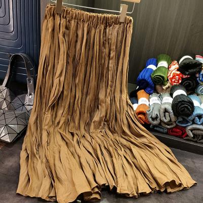China High End Retro Vintage A-Line Half Length Skirt Simple Solid Color High Waist Pleated for Women for sale