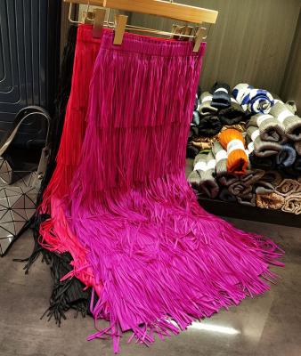 China 2024 Summer New Female High-End Pleated Fringe Patchwork Skirt Breathable All-Matching Fried Street Skirt for sale
