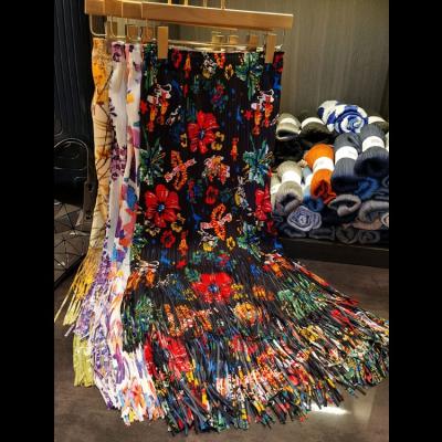 China Fashion Summer New Nice Positioning Print Double Fringe Half Skirt Wrinkles Women's Slimming Skirt for sale