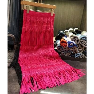China Fashion New High-end Nice Lace Lace Fringe Pleated Skirt Waist Beauty Skirt Women for sale