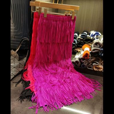 China High-end Pleated Tassel Patchwork Skirt 2024 New Women's Summer New Fried Street All-match Women Dress for sale