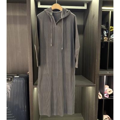 China High-end Elegant Casual Hooded Drawstring Dress Autumn Winter New Solid Color Pullover Long Sleeve Floor-Length Breathable Loose for sale