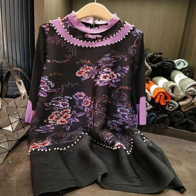 China Mid-Length Dress New Chinese Loose Plus Size Beaded Print Casual Mid-Length Dress for Spring Slimming New for sale
