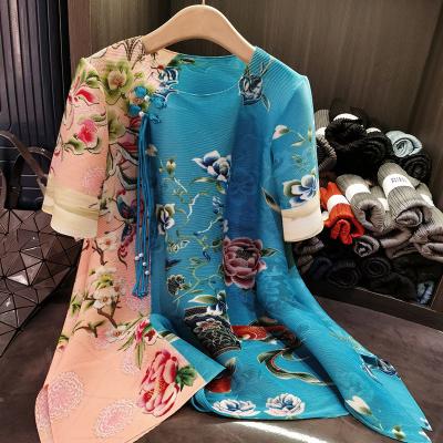 China Spring Summer New Fashion Mid-Length Floor-Length Skirts Chinoiserie Floral Floral Print Pleated Loose Fit Large Size for for sale
