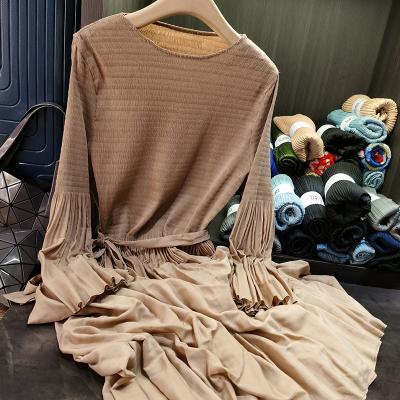 China Women's Elegant A-Line Slim Dress High-End New Spring Fashion Solid Color Mid-Length Skirt Natural Waist Casual Style for sale
