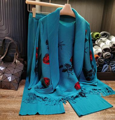 China Autumn Fashion Suit Women's Loose Large Size Print Top High Waist Slimming Wide-leg Pants Two-piece Set for Women for sale