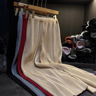 China Fashionable Versatile Loose Slimming Solid Color Pleated Casual Pants Draped Elastic Straight Pants Women Autumn New High Flat for sale