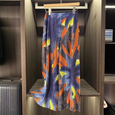 China Autumn New Designer Classic Print Pleated Casual Pants Breathable High Waist Elastic Flat Front Wide-Leg Slimming Pants for sale