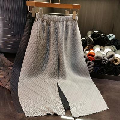 China High Waisted Wide Leg Pants for Women in Summer, New Pleated Design, Versatile Solid Color Cropped Pants for sale