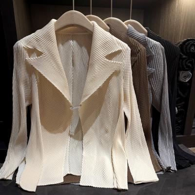 China Slim Fit Women's Office Lady Turn-Down Collar Long Sleeve Single Button Closure Solid Twill Fabric Eco-Friendly Breathable for sale