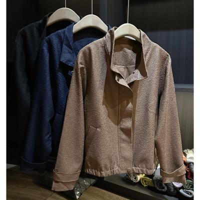China Temperament Short Jacket Jacket for Women 2025 Autumn New Korean Edition Fashion Solid Color Collar Loose  Coat for sale