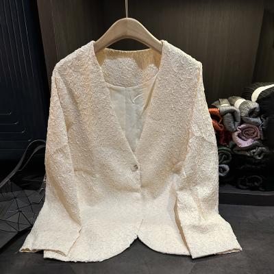 China Small suit  Coat for women in autumn, with a high-end feel and pleated loose top, exuding a stylish commuting vibe for sale