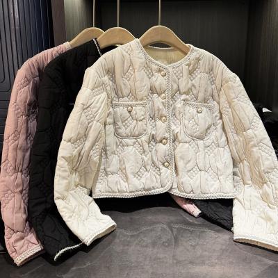 China Inspired High-End Women's Winter Coat Elegant Loose Versatile Slimming Top Button Decoration Breathable Vintage for sale