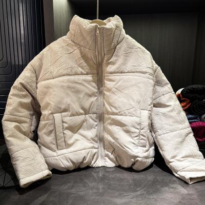 China Women's Winter Cotton Jacket Solid Color Loose Short Stand Collar Long Sleeve Zipper Versatile Slim Thick Coat Top Casual for sale