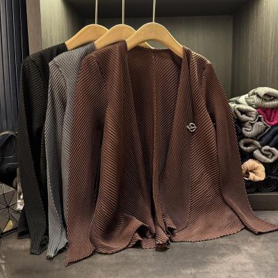 China High-End Long Casual Dragon Scale Blazer Women Spring Autumn Solid Color Fish Leather 100% Polyester Versatile Loose Plus Size for sale