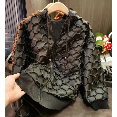 China Women's High-End Age-Reducing Hooded Coat Heavy Craft Pleated Zipper Breathable Spring Casual Versatile Solid Color for sale
