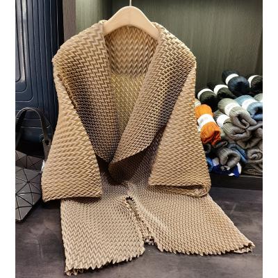 China High End Pleated Large Lapel Mid Length Pleated Trench Coat Solid Color Loose Coat Temperament for sale