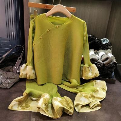 China For New design Style New Summer Two-Piece Set Elegant Ruffle Pleated Versatile Slimming Casual Loose Plus Size Fashion Solid for sale