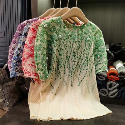 China Women's Summer Thin Heavy Duty Nail Bead Printed Loose Look, Small and Fresh Literary Forest Women's T-shirt, Women's Top for sale