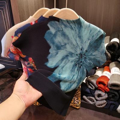 China Women's High-End Summer T-Shirt New Printed Corn Grain Design Slim Fit Stand Collar High Elasticity Short Casual Geometric for sale