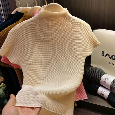 China Classic Stretch Fabric Comfortable Breathable Small Stand Collar Corn T-shirt Short Sleeve Women's Clothing Women's t Dress for sale