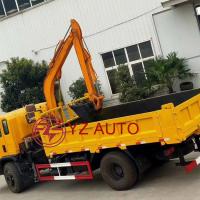 China 3300MM Wheelbase Manual Transmission Small Dump Truck with Crane and Mini Excavator for sale