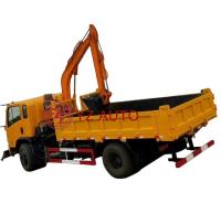 China Left Hand Drive Diesel Small Dump Truck with Crane and Mini Excavator Best Choice for sale