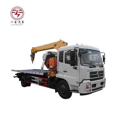 China Left Hand Drive 4x2 Traction Type Dongfeng Chassis Tow Truck Wrecker Truck with 6.3ton Capacity Crane for sale