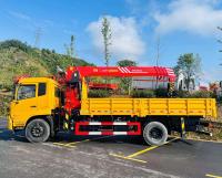 China 5ton 10ton 12ton Straight Arm Boom Crane Self Loading Flatbed Truck for Customer Needs for sale