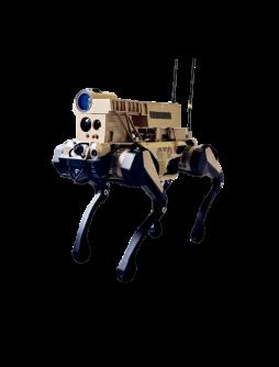 China Laser-based quadruped robot with high-energy laser weapon payload, all-terrain adaptability, and IP65 protection level for industrial patrol for sale