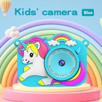 China HD Mini Digital Children's Camera Cartoon Unicorn Design Dual Front/Back Cameras 2.0 Inch IPS Screen 1080P Video Recording TF for sale