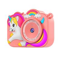 China High-definition 1080P Mini Digital Children's Camera Cartoon Unicorn Design Front/Rear Dual Cameras 2.0 Inch IPS Screen 120 for sale