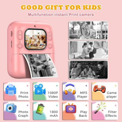 China Kids Instant Print Camera 1080P HD IPS Screen Includes 32GB SD Card Adapter 4 Paper Rolls Christmas Birthday Gift for Girls Boys for sale