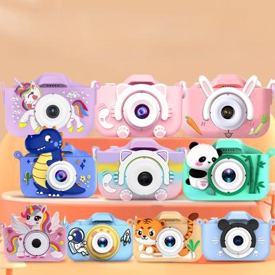 China New Cartoon Children's Camera Capable Recording Full HD Video Dual-camera SLR Digital Camera Toy MicroSD Plastic Body 8x Filter for sale