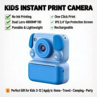 China Kids Instant Photo Camera CCD MicroSD 4800W Dual Camera 2.4 Inch Eye Friendly Screen 2 Hours Charging Time Print Plastic Vlog for sale