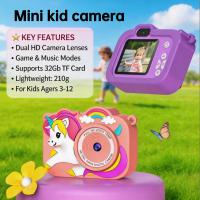 China DLC Portable Anti-Fall Kids Camera Cartoon Full HD Mini Toy Camera Children's Gift 2X-7X Optical Zoom 120 Wide Angle Music for sale