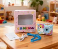 China Kids Digital Camera Unicorn Pattern Silicone Drop Protection HD Video CCD MicroSD 9600W Dual Front Rear Cameras IPS Screen for sale