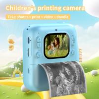 China Kids Instant Print Camera Toy Dual-Lens Digital Photo Printer Full HD CMOS 30MP Cute Cartoon Design Mini MicroSD Plastic for sale
