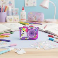 China Cartoon Rainbow Unicorn Children's Dual HD Camera Mini DSLR CCD Imaging Sensor 4K Video 120 Wide Angle 10X Optical Zoom for sale