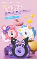 China DLC Student Mini Digital Camera CMOS 120 Wide Angle IPS Screen Cartoon Character Silicone Cover HD Dual Lens 1080P Video Kids for sale