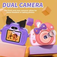 China DLC Kids Mini Digital Camera CMOS Eye Protection Cute Cartoon Silicone Case HD Dual Lens 1080P Video Recorder Girls Boys Student for sale