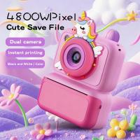 China DLC  Instant Print Camera 4800MP Dual Lens 1080P Video  t Built-in Flash Eye Protection Screen Silicone Case Toy Gift for Kids for sale