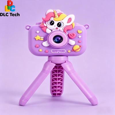 China DLC Mini Kids Digital Camera Cartoon Unicorn Dolphin Look Child Friendly Easy Operation Button Timed Selfie Camera For kids for sale