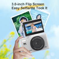 China Flip Screen 5K Vlogging Cam 75MP Digital Camera with 18X Zoom 3'' LCD 128GB Storage WiFi Auto Focus for Vlogging & Photography for sale