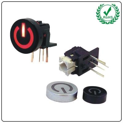 China 35V Illuminated Push Button Switch Bend Foot 90° Reset Side Key Switch With LED for sale
