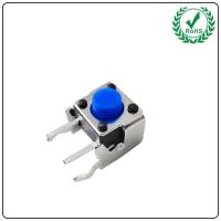 China Right Angle Side Silicone Blue Push Button Tact Switch 2Pins 6x6 With Metal Bracket for sale