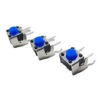 China Right Angle Side Silicone Blue Push Button Tact Switch 2Pins 6x6 With Metal Bracket for sale